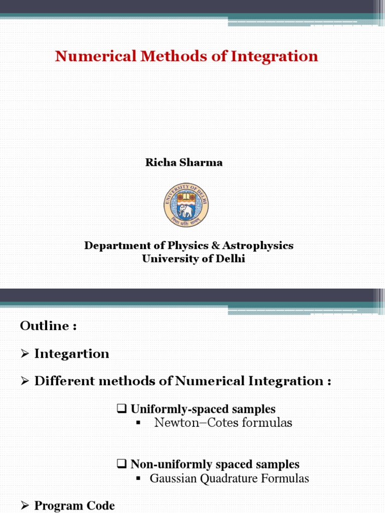 Numerical Methods of Integration: Richa Sharma | PDF | Integral | Numerical Analysis