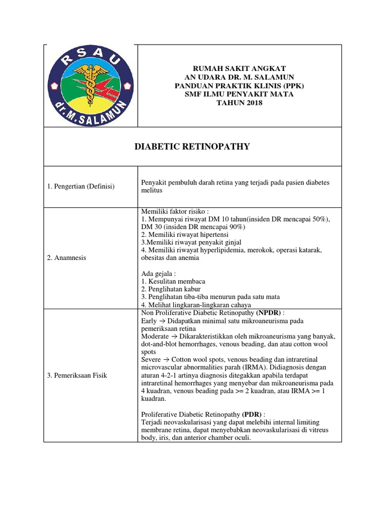 Panduan Diabetic Retinopathy 2018 | PDF