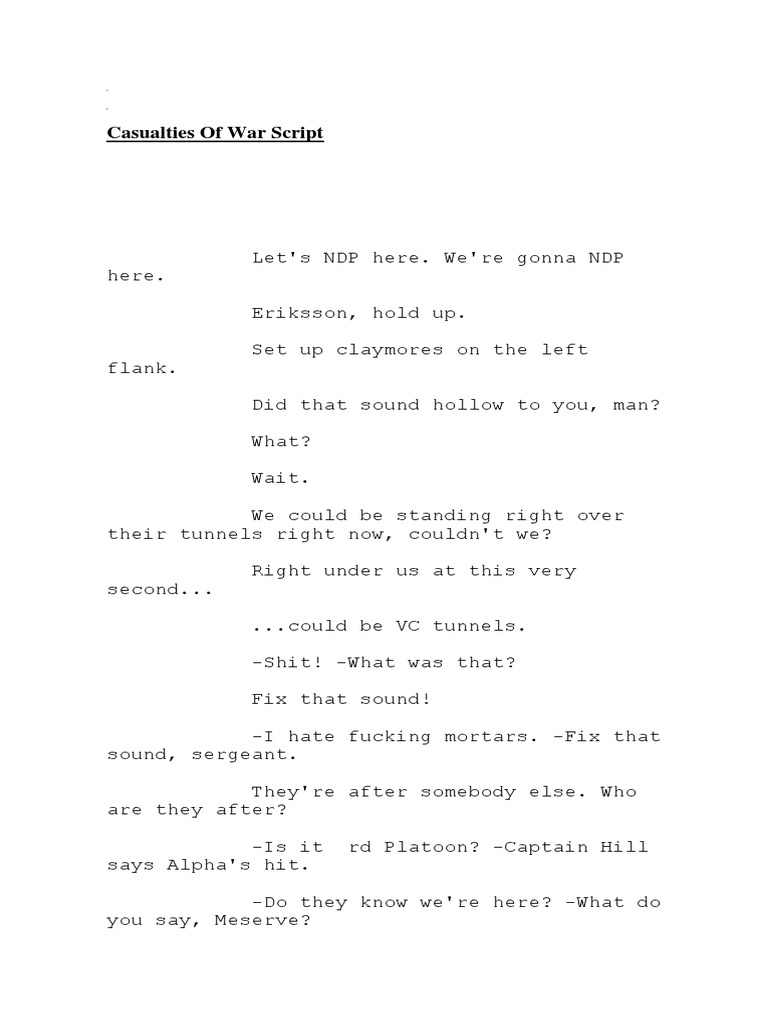 Casualties of War Script | PDF | Violence | Unrest