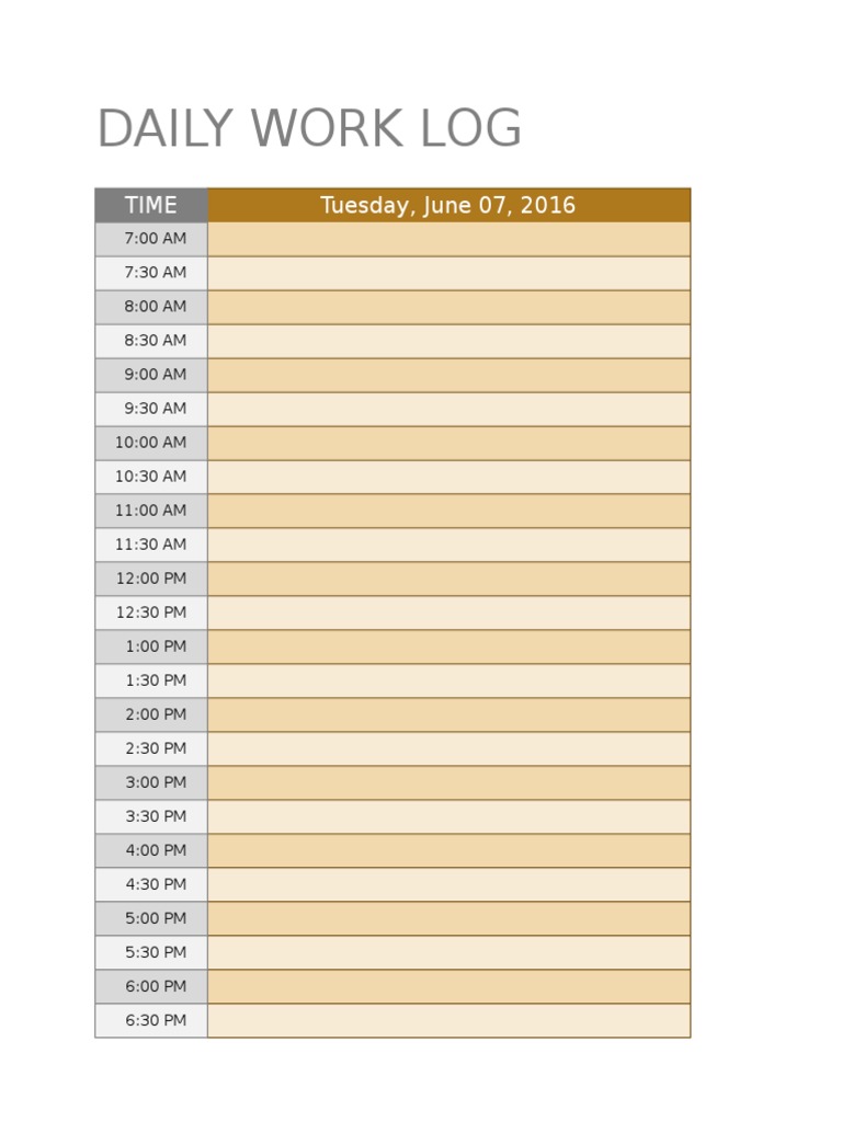 Daily Work Log Template 2016 | PDF