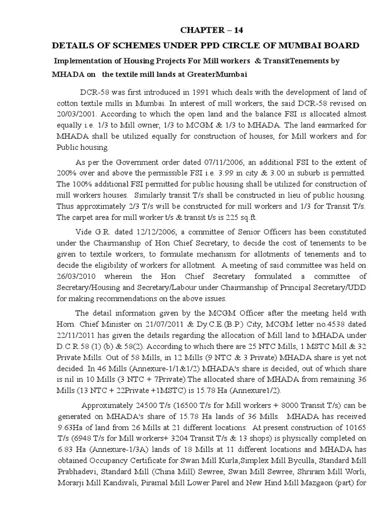MHADA INFORMATION BOOKLET ENGLISH Chap-14 | PDF | Public Housing | Textiles