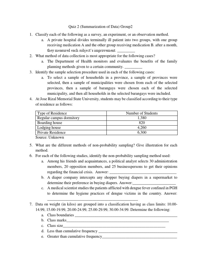 Quiz 2G2 | PDF | Sampling (Statistics) | Health Care