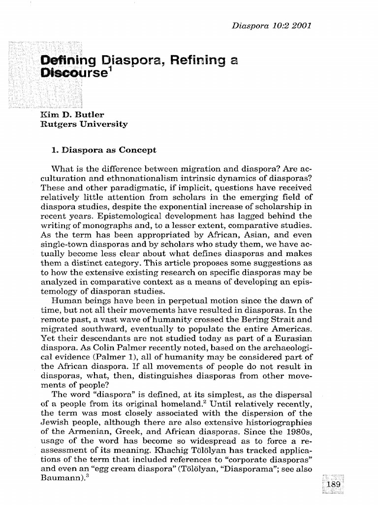 Defining Diaspora Kim Buttler Pdf