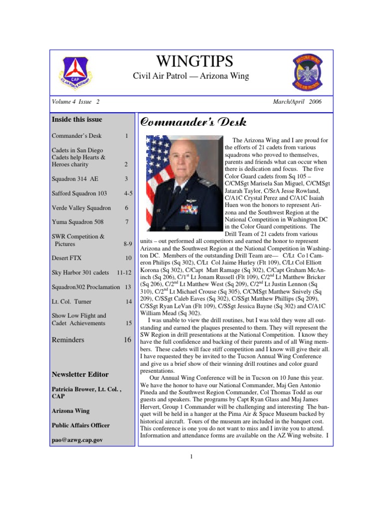 Arizona Wing - Apr 2006 | Download Free PDF | Cadet Grades And Insignia ...
