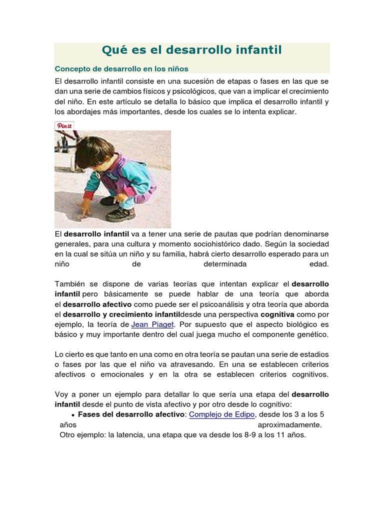 Qué Es El Desarrollo Infantil | PDF