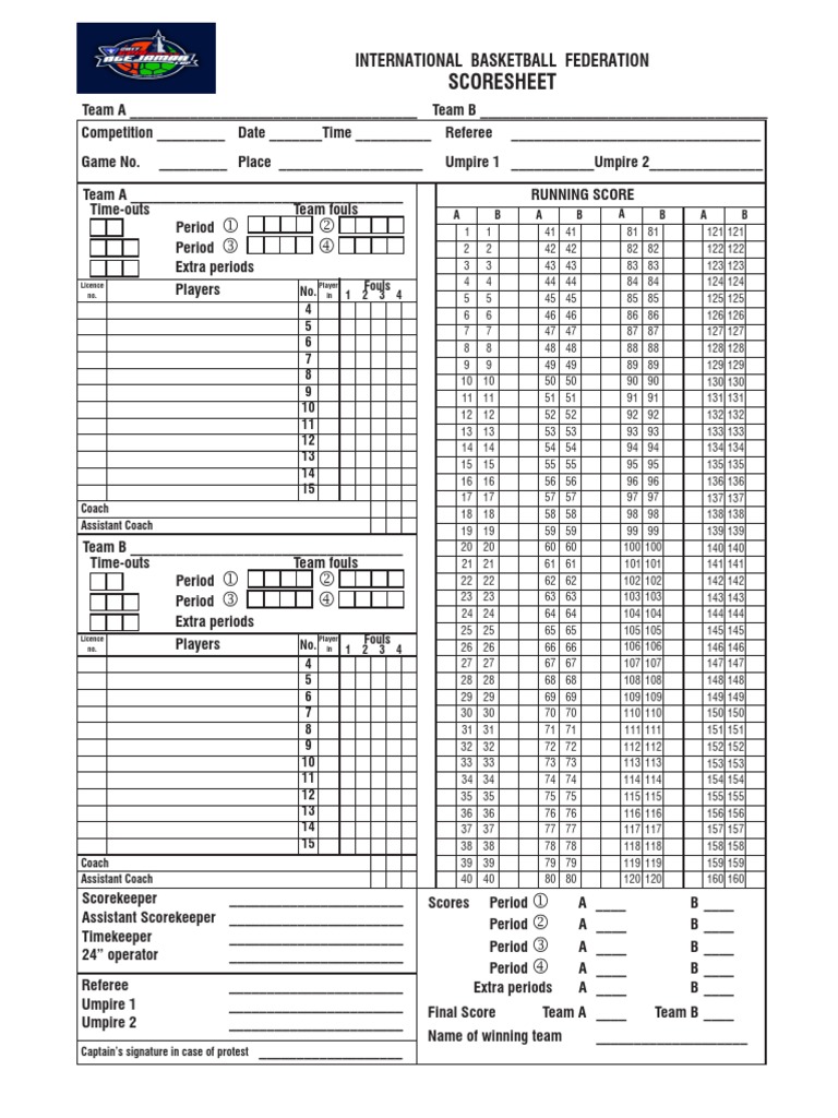 FIBA Scoresheet | PDF | Unrest | Leisure