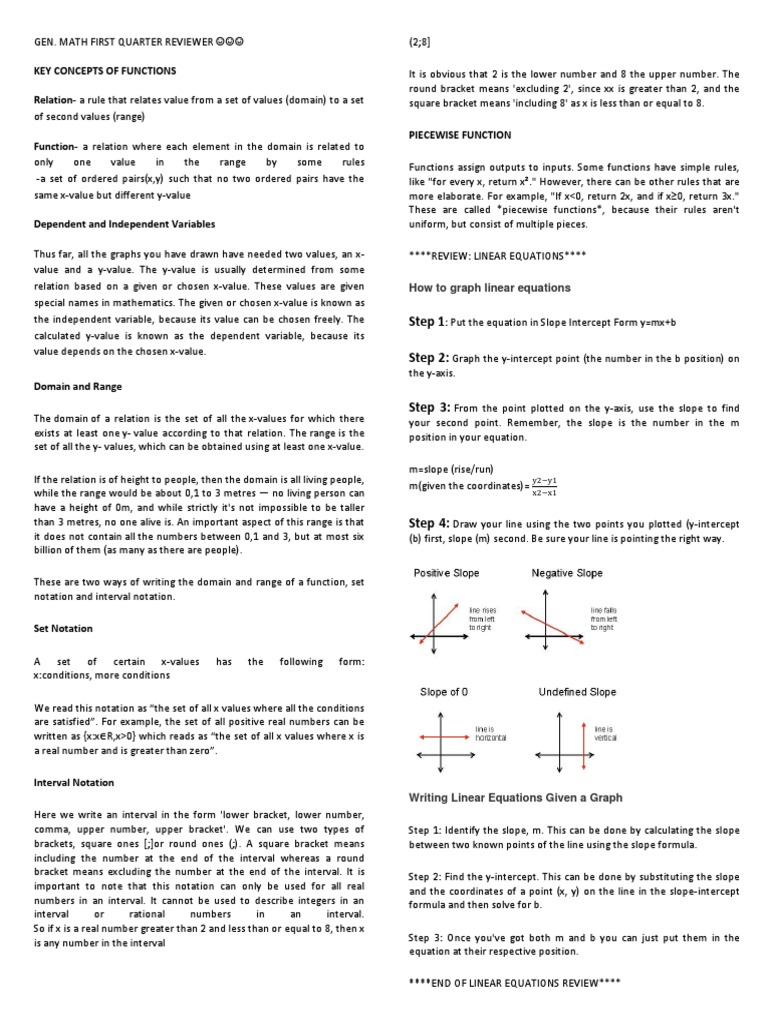 Gen Math Reviewer | PDF | Asymptote | Function (Mathematics)