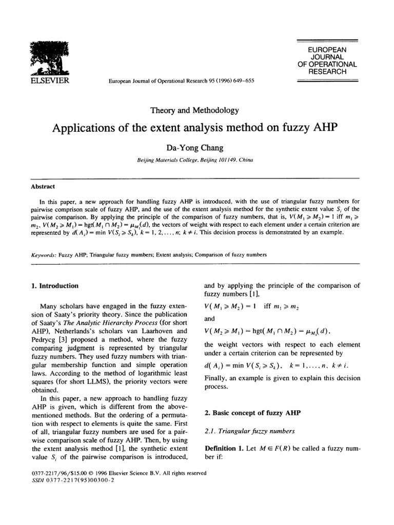 Application of The Extent Analysis Method On Fuzzy AHP | PDF | Time Complexity | Mathematical ...