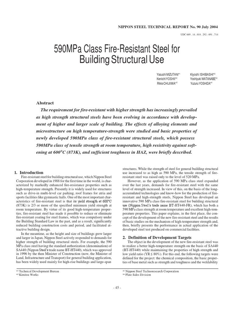 Fire Resistant Steel | PDF | Yield (Engineering) | Dislocation