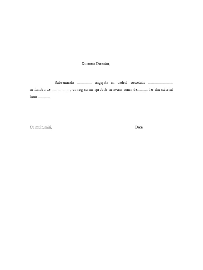 Cerere Avans Salariu 2
