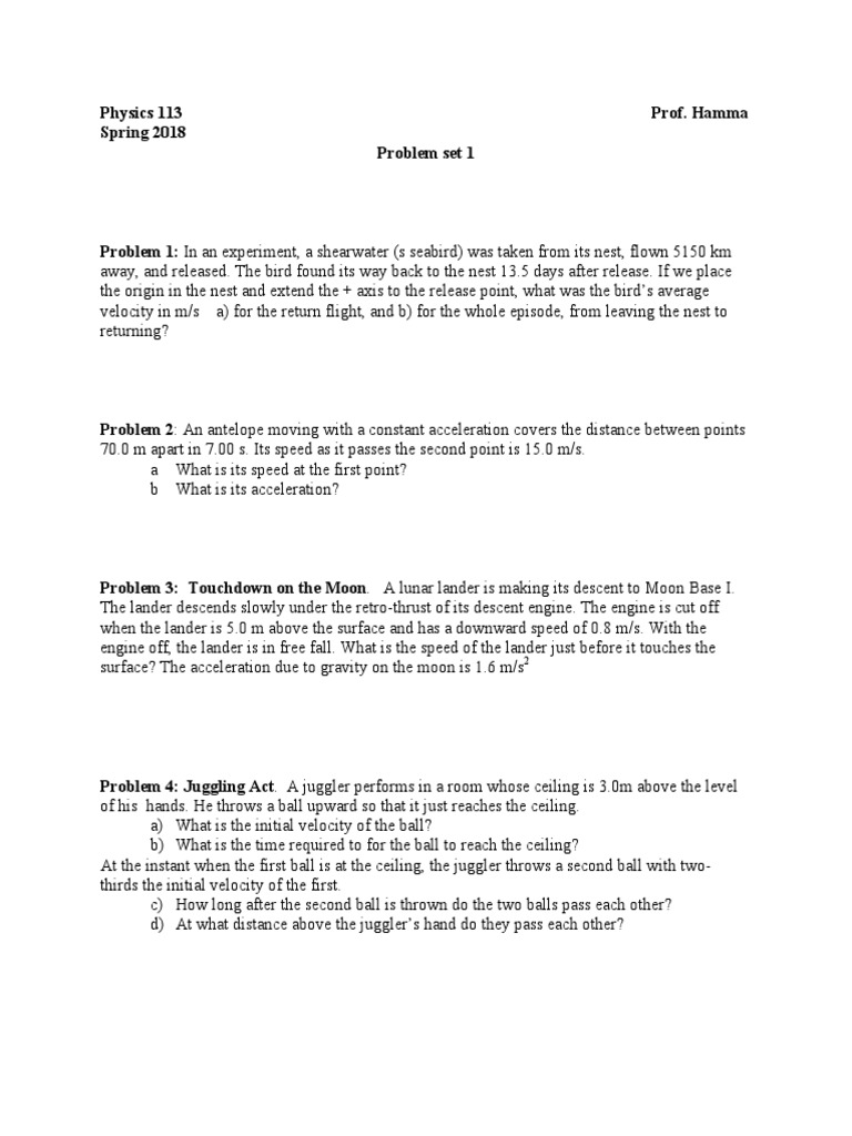 Physics113 Homework 1 | PDF | Speed | Spacetime