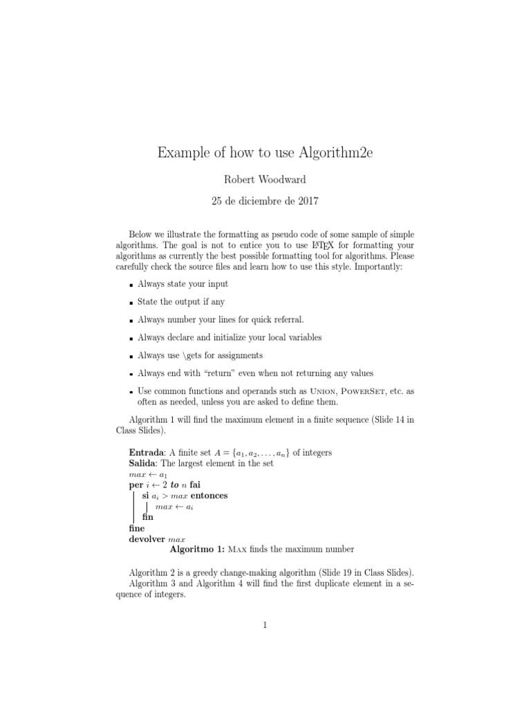 Ejemplo de Algorithm2e | PDF | Algorithms | Discrete Mathematics
