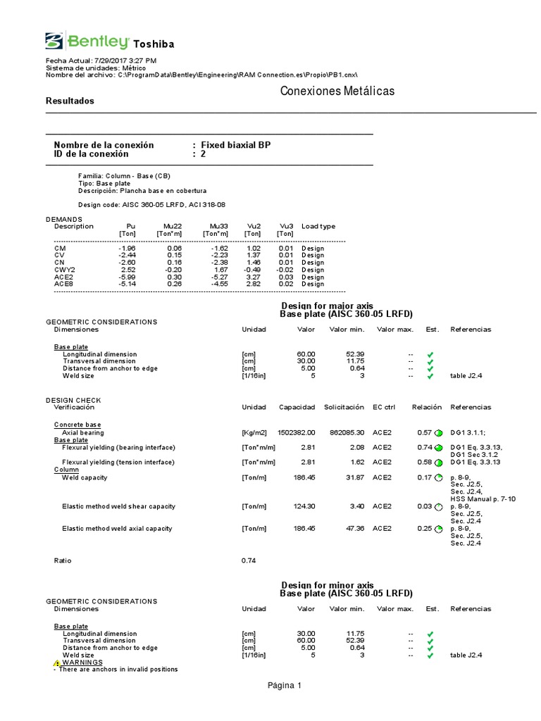 Reporte de RAM Connection Standalone V8i.rev1 | PDF