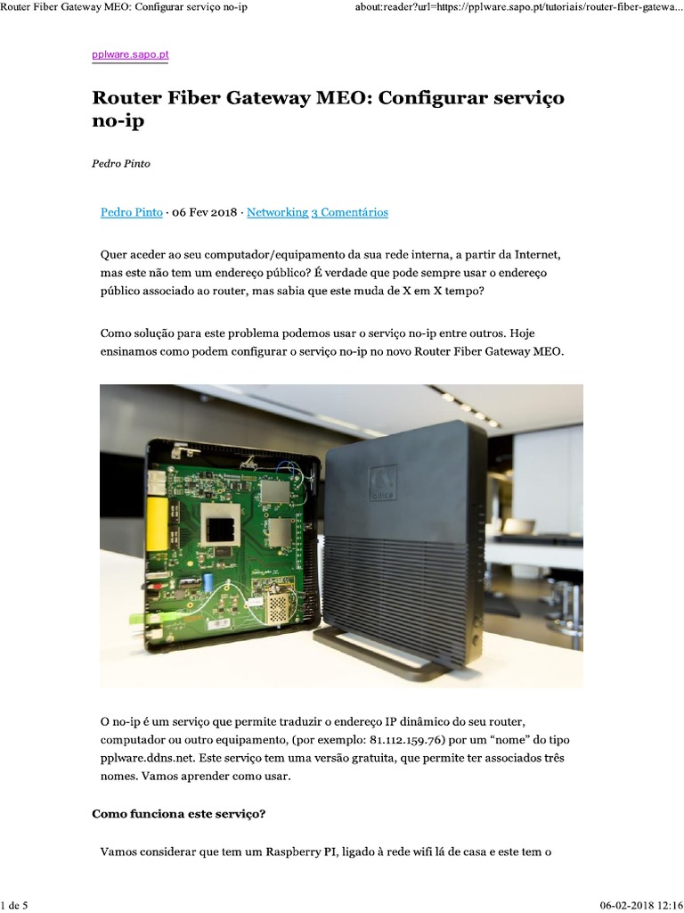 Router Fiber Gateway MEO - Configurar Serviço No-Ip | Arquitetura da ...