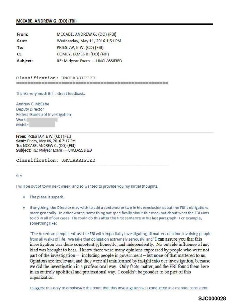 Senator Ron Johnson FBI Text Message Release February 7th, 2016 | PDF