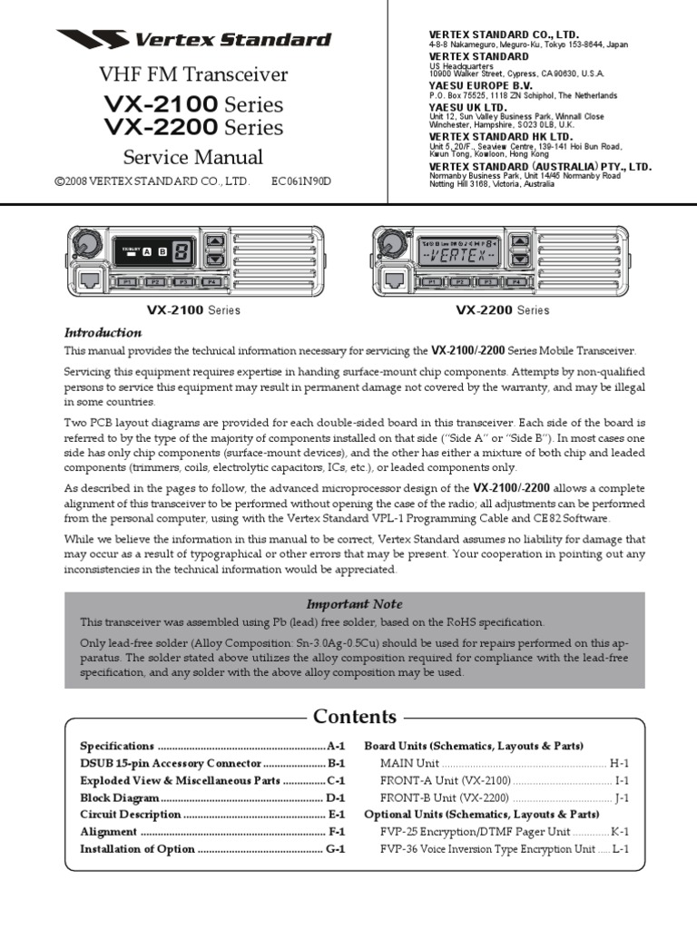 VX-2100 2200 VHF Eu | PDF | Detector (Radio) | Amplifier