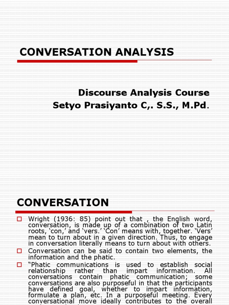 Conversation Analysis | PDF | Conversation | Linguistics