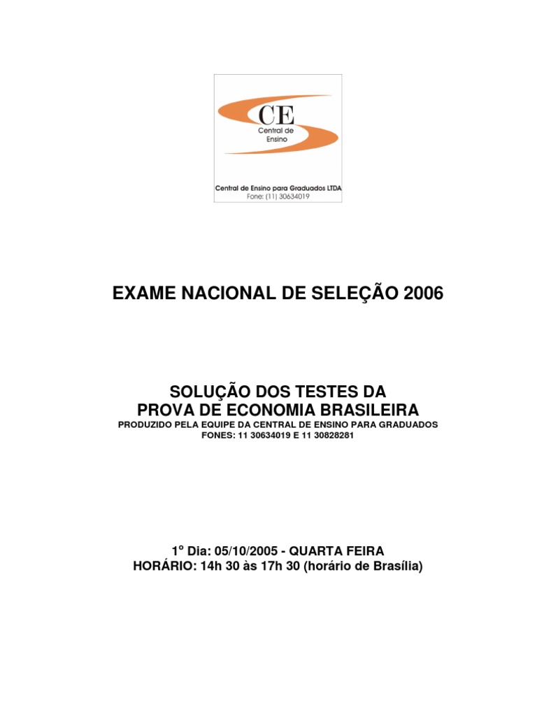 Prova 2006 Resolvida | PDF | Desenvolvimento econômico | Economia