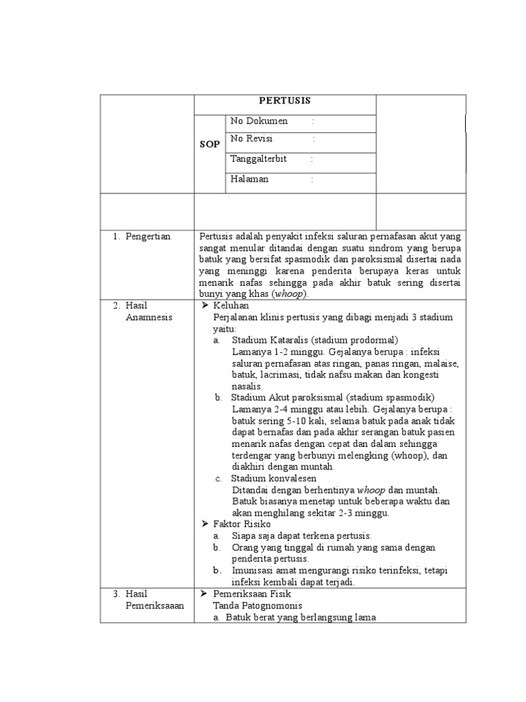Sop Pertusis | PDF | Kesehatan Holistik | Sains & Matematika