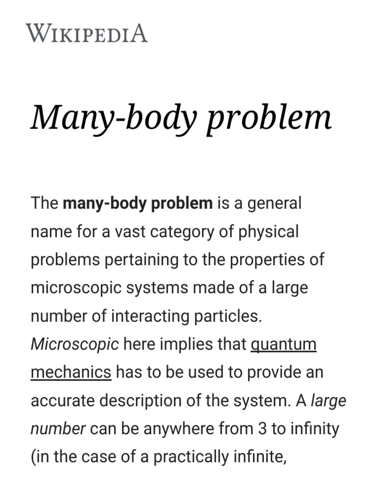 Many Body Problem | PDF | Quantum Chromodynamics | Quantum Mechanics