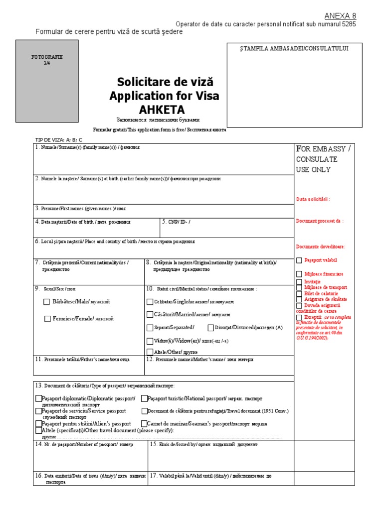 Formular Viza Tip ABC | PDF