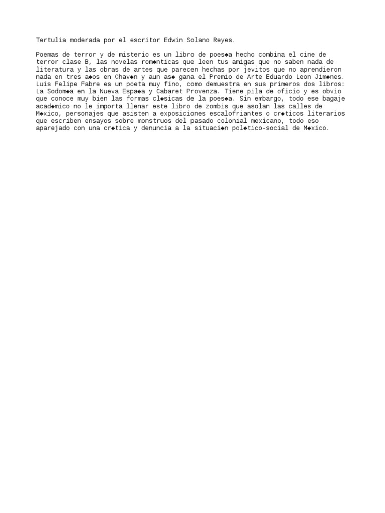 Poemas de Terror y de Misterio - Luis Felipe Fabre | PDF