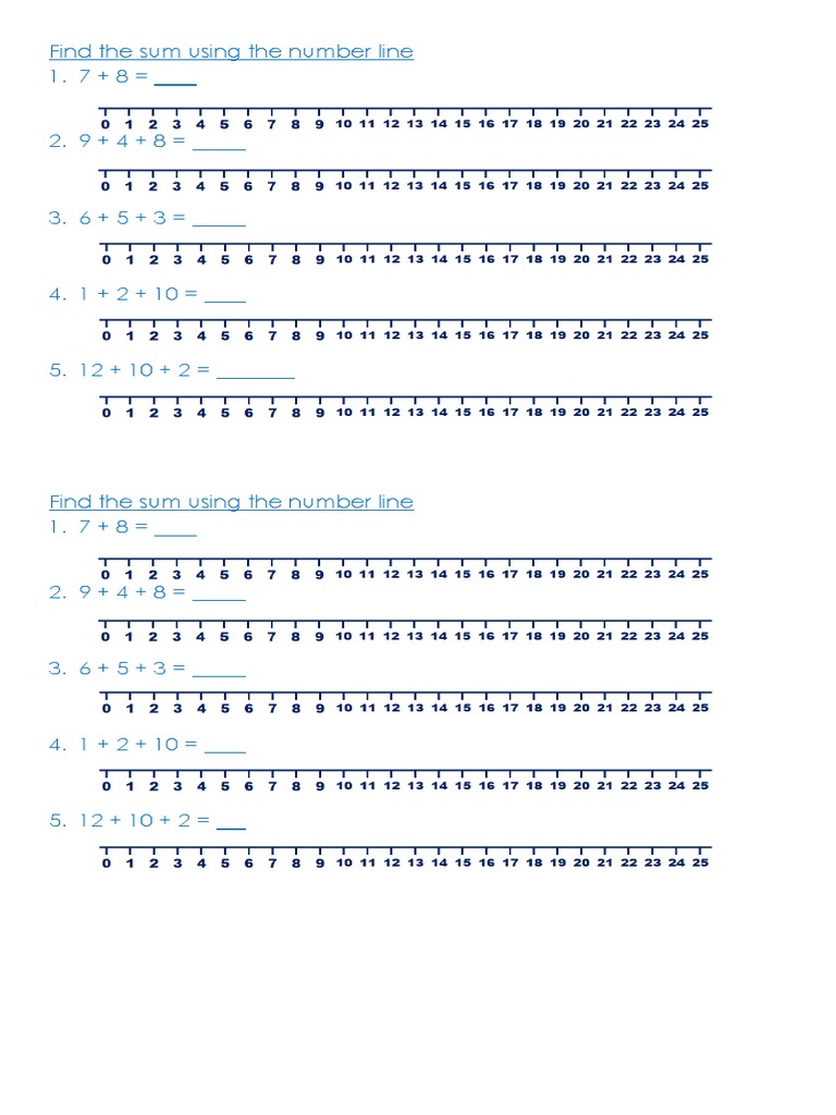 Find The Sum Using The Number Line 1. 7 + 8 | PDF