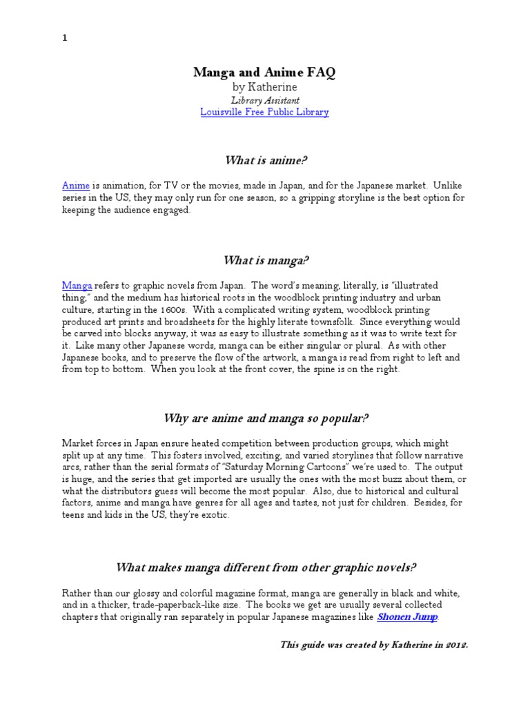 What Is Anime?: Manga and Anime FAQ | PDF | Manga | Anime