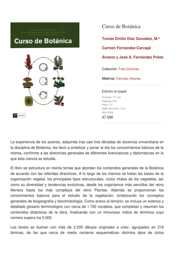 Curso de Botánica: Contenidos Esenciales | PDF | Ciencia y matemáticas