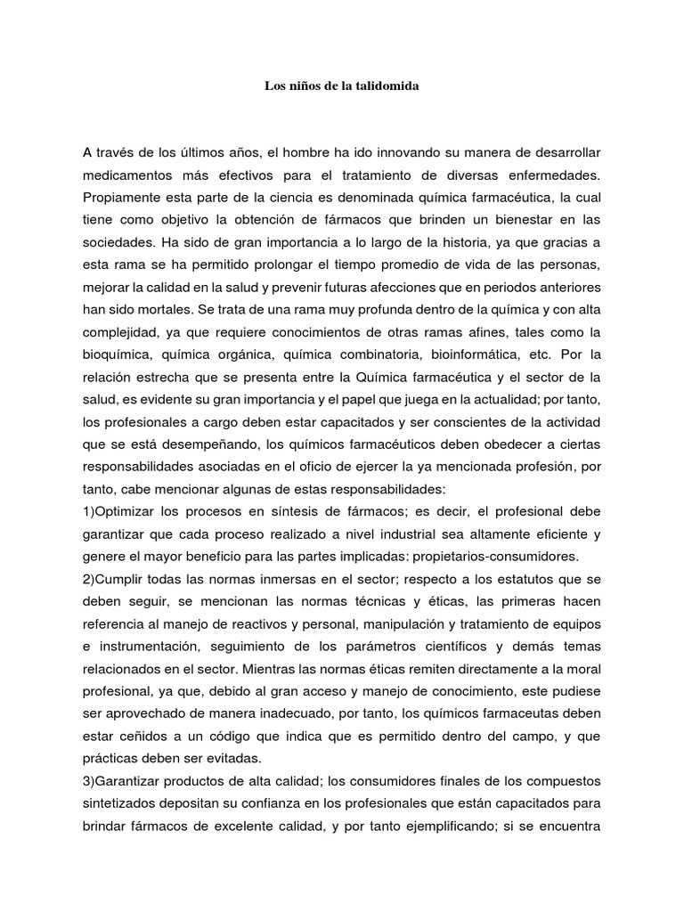 Niños de L Talidomida | PDF | Industria farmacéutica | Medicamentos con ...