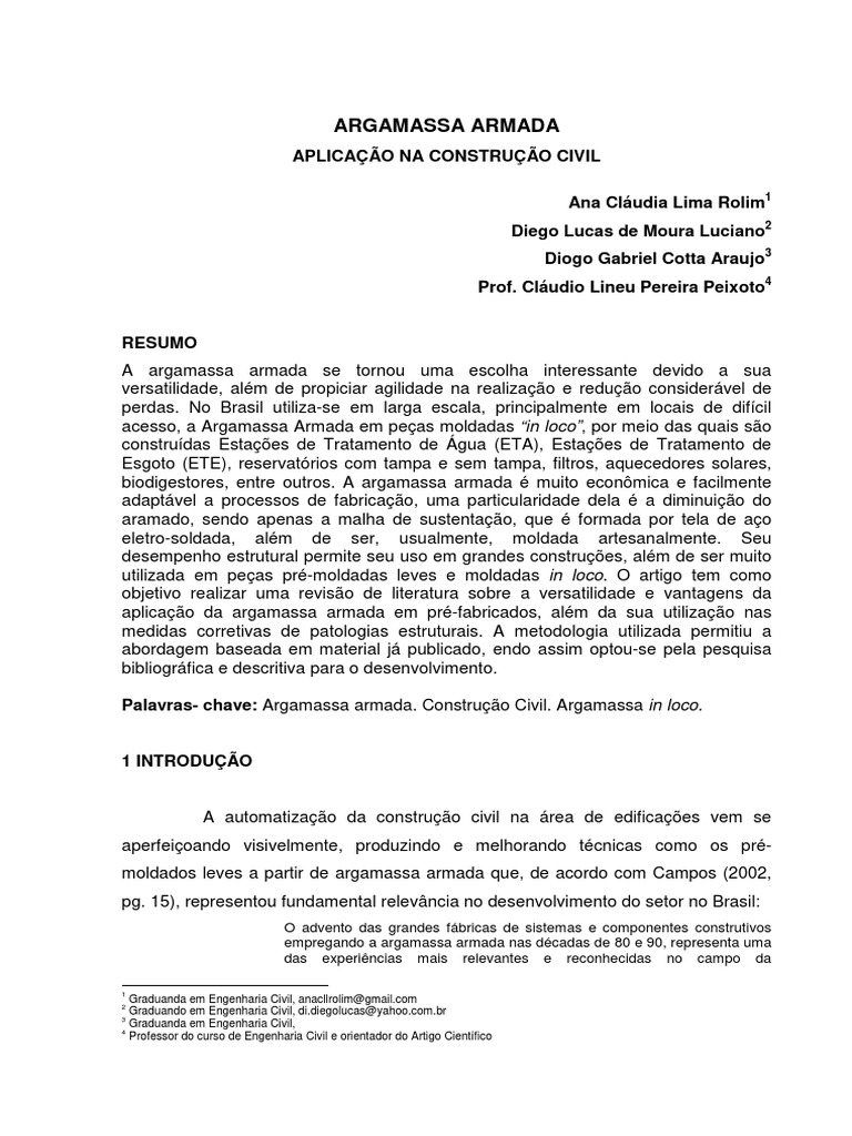 Argamassa Armada Revistapensar | PDF | Argamassa (alvenaria ...