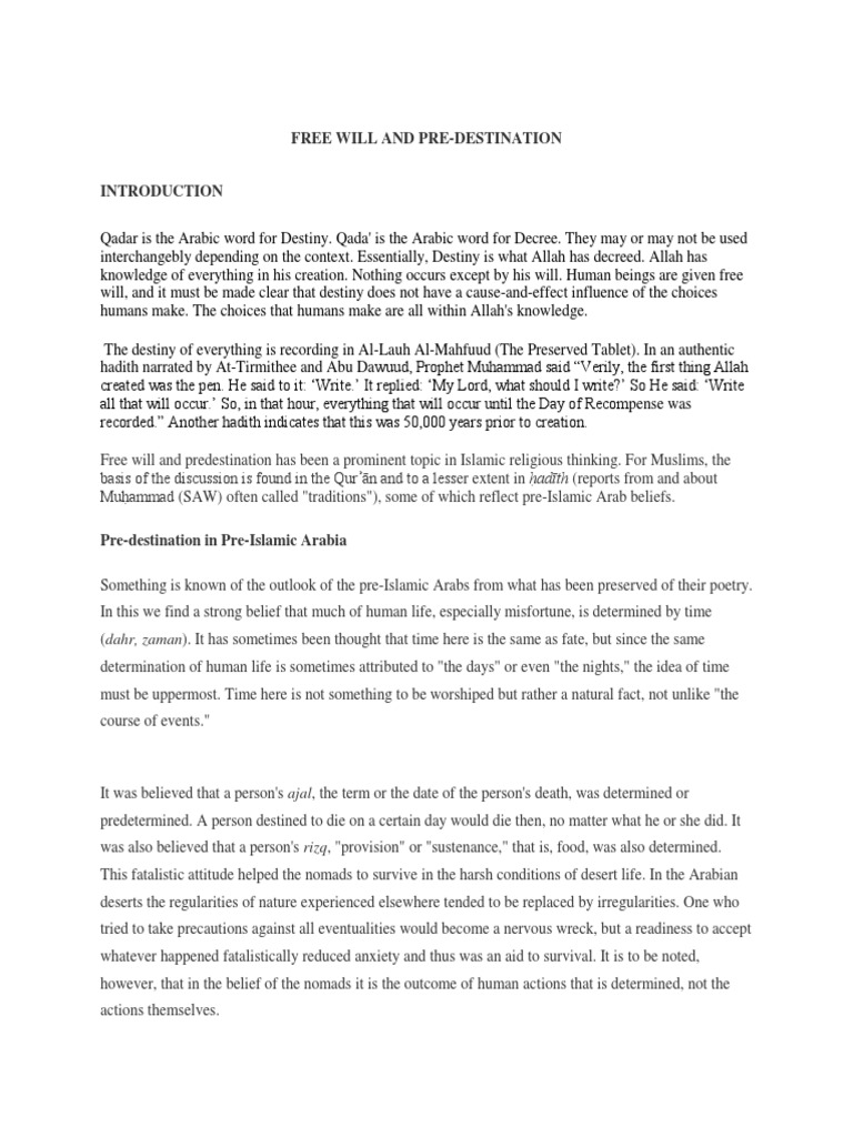 Free Will and Predestination | PDF | Hadith | Predestination