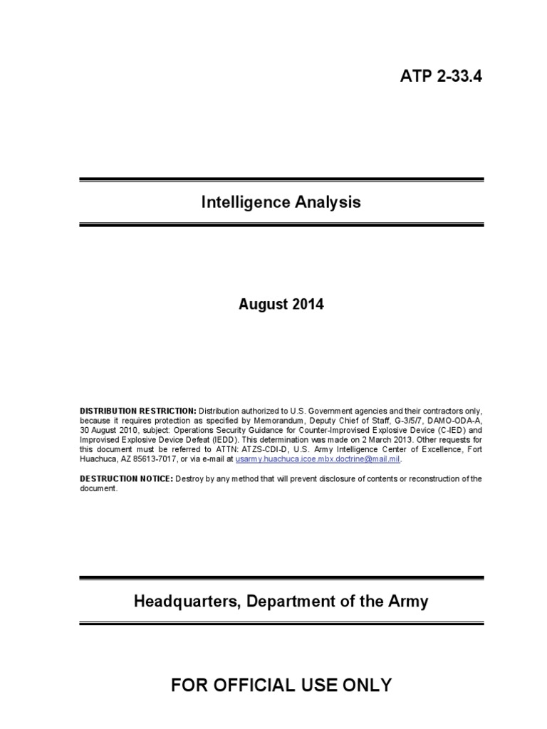 U.S. Army Intelligence Analysis Manual PDF | PDF