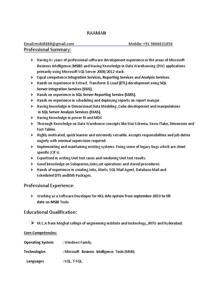 Msbi Nuakri Resume | PDF | Data Warehouse | Business Intelligence