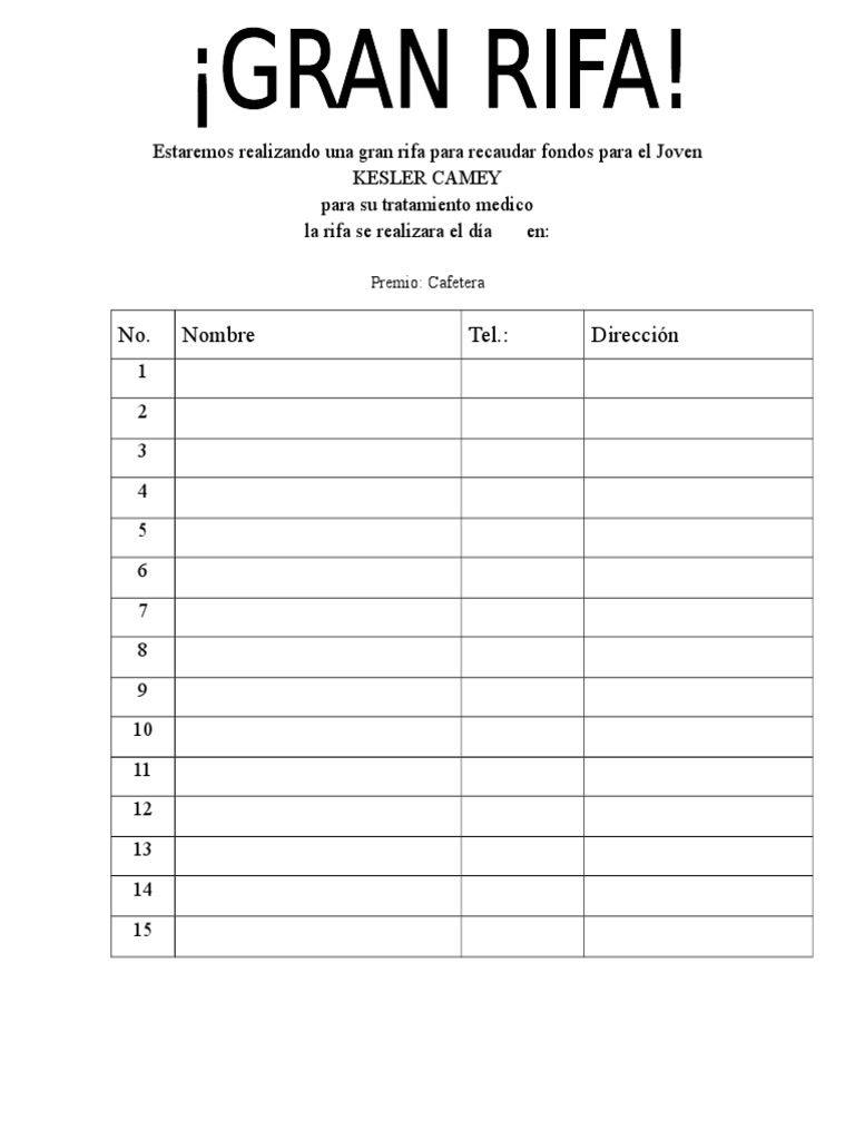 RIFA | PDF | Juegos y lotería