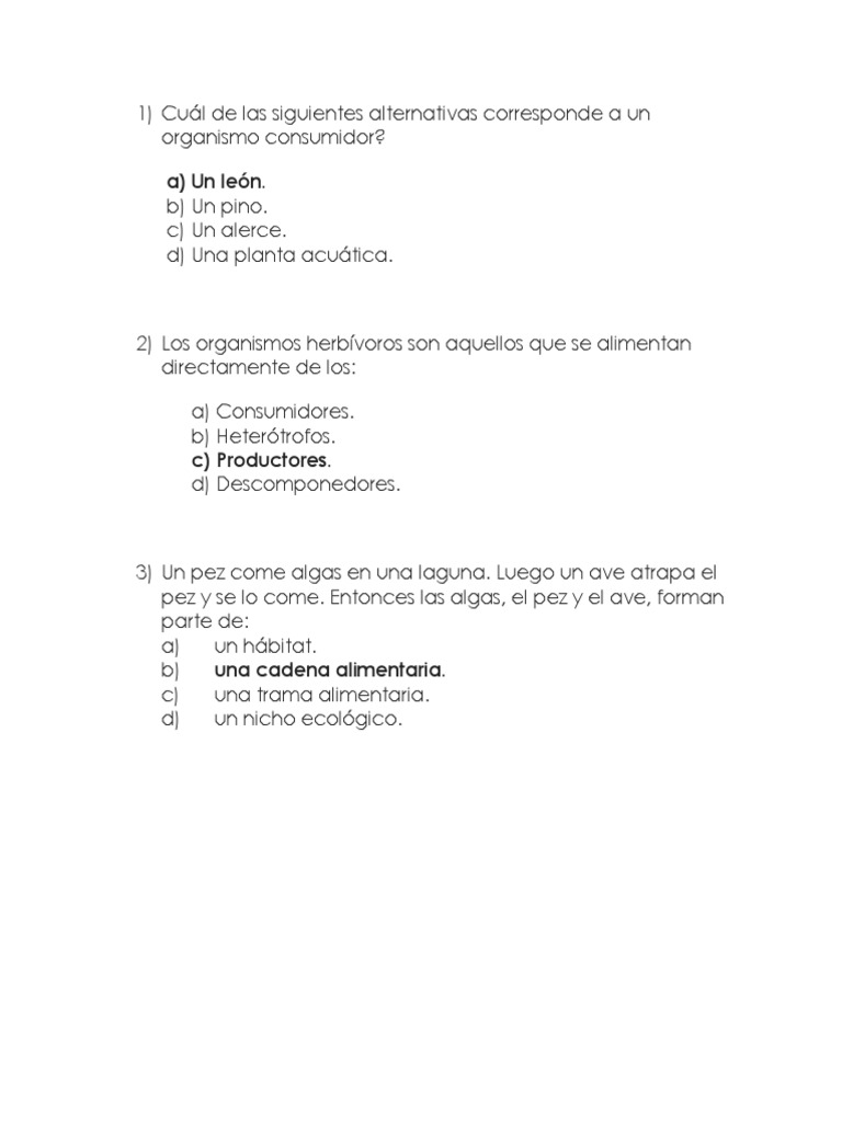Preguntas sobre cadenas alimenticias | PDF | Red alimentaria ...
