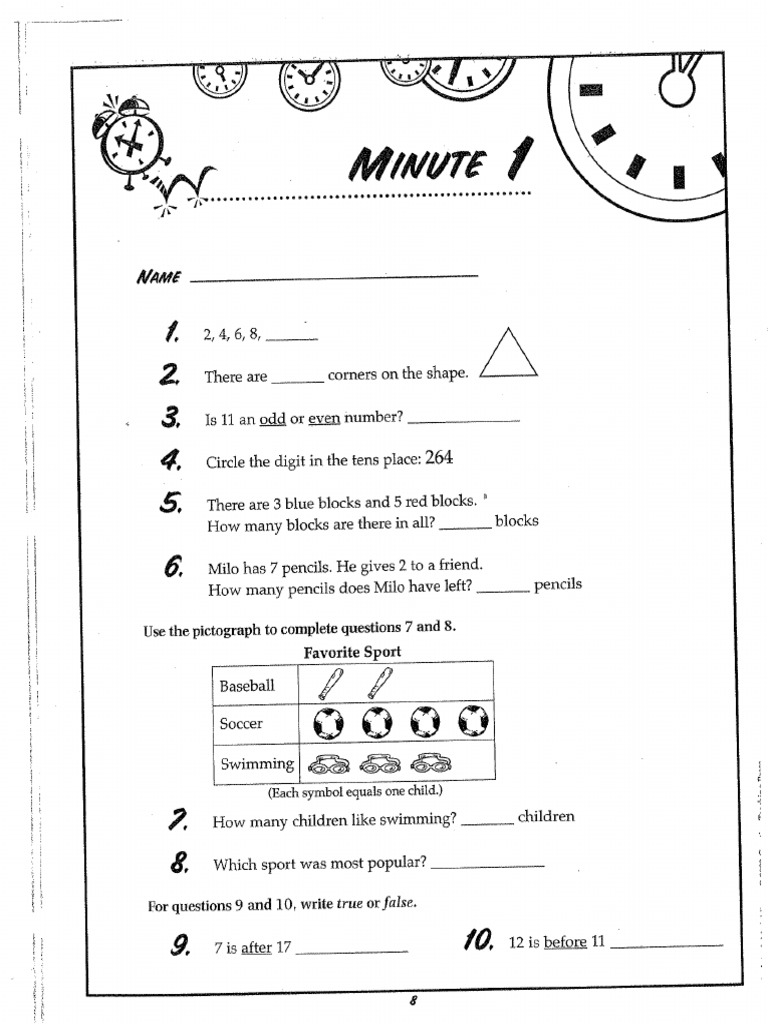 3rd Grade Math Minute Worksheets Telling Deals Time To The Minute And