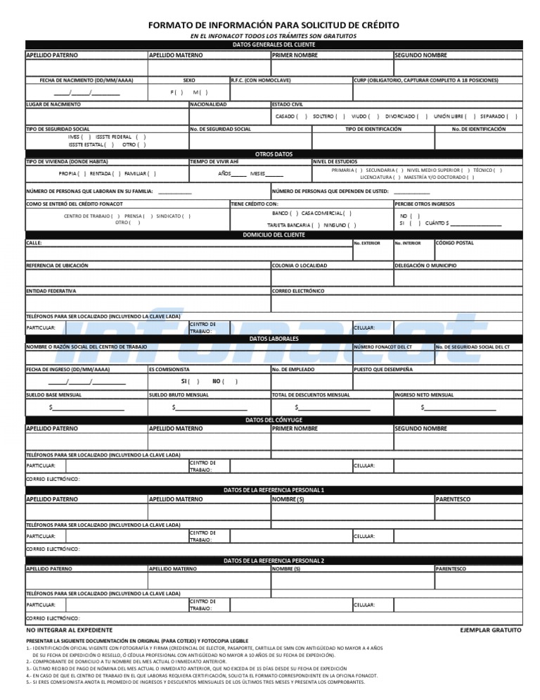 Formato de Solicitud de Crédito Fonacot | PDF | Gobierno | Business