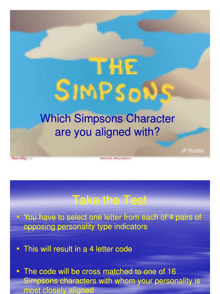Myers Briggs Characters Simpsons