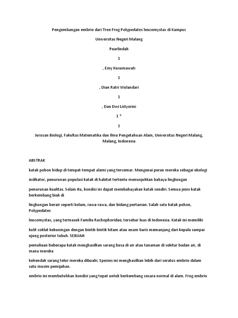 Katak 1 Pengembangan Embrio Dari Tree Frog Polypedates Leucomystax Di ...