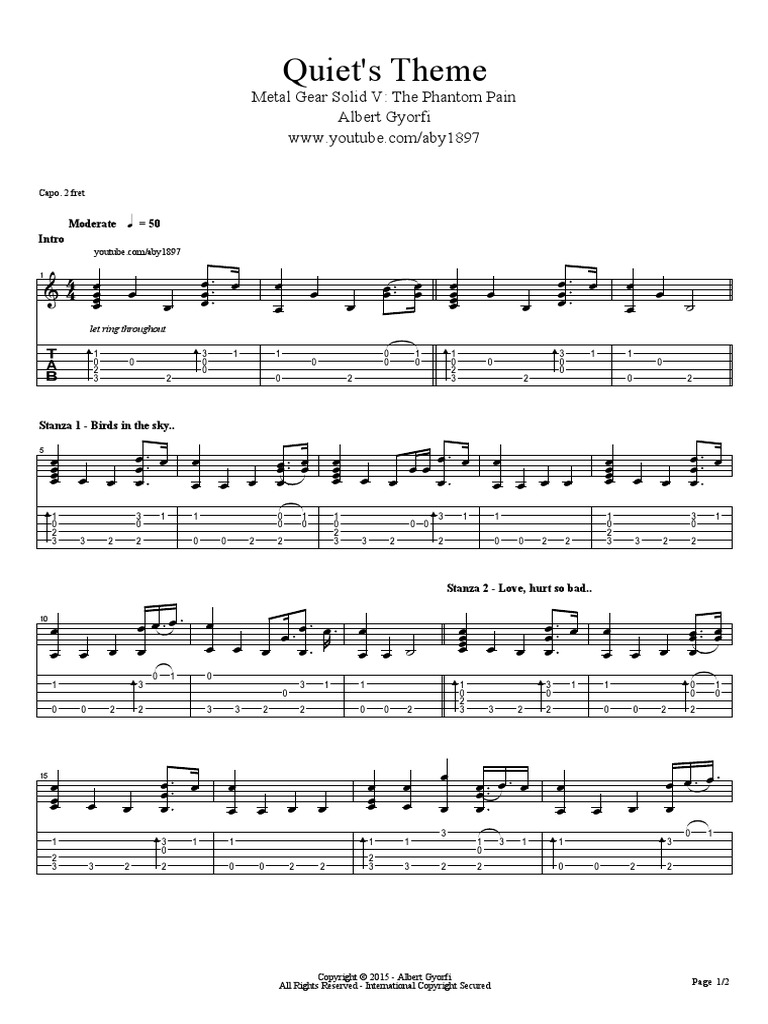 Quiet's Theme - MGS V - Fingerstyle Guitar Arrangement by Albert Gyorfi ...