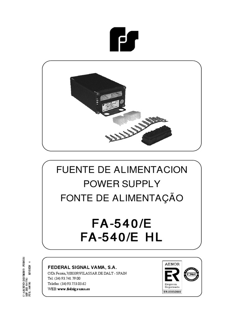 Fuente de Alimentación FA-540/E | PDF | Batería (electricidad ...