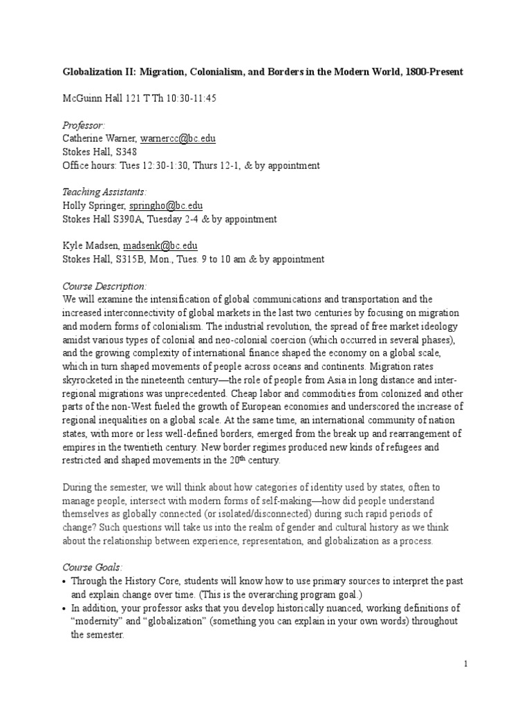 Globalization II Syllabus | PDF | Test (Assessment) | Essays Globalization II Syllabus | PDF | Test (Assessment) | Essays