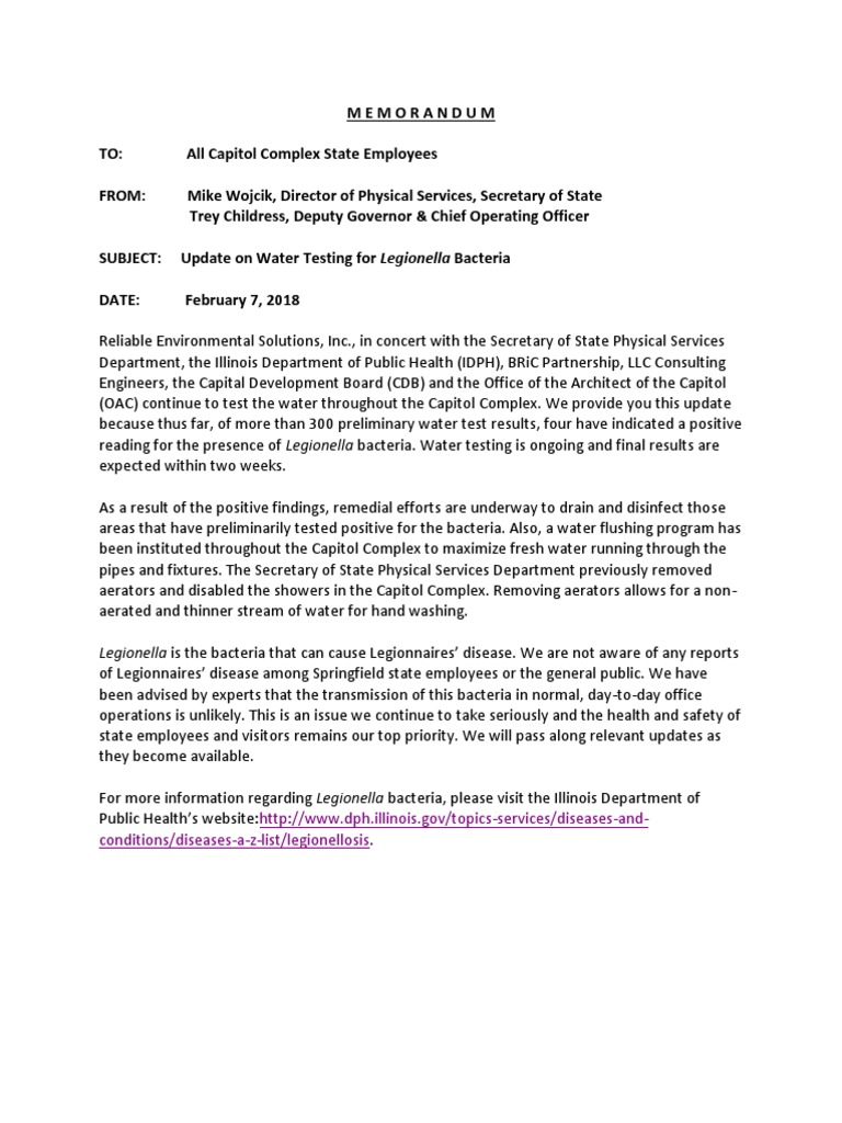 Positive Legionella Tests | PDF