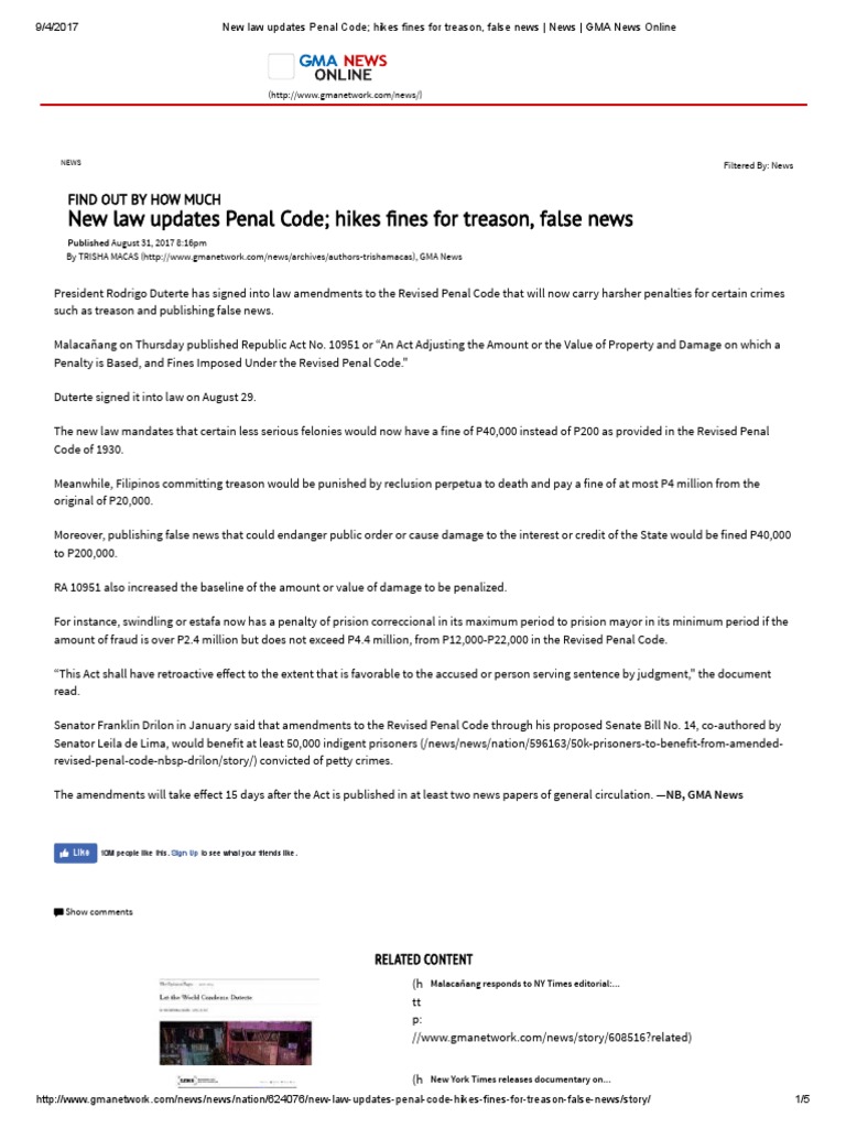 New Law Updates Penal Code | PDF | Fine (Penalty) | Fraud