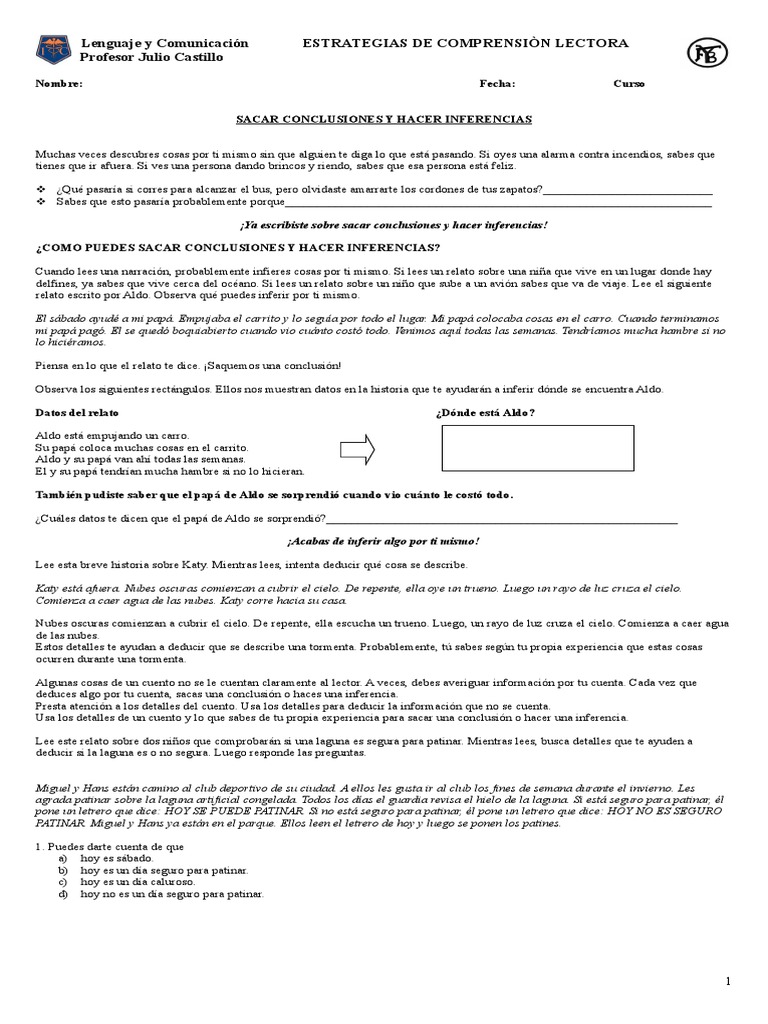 Guía para Sacar Conclusiones y Hacer Inferencias | PDF | Peter Pan ...