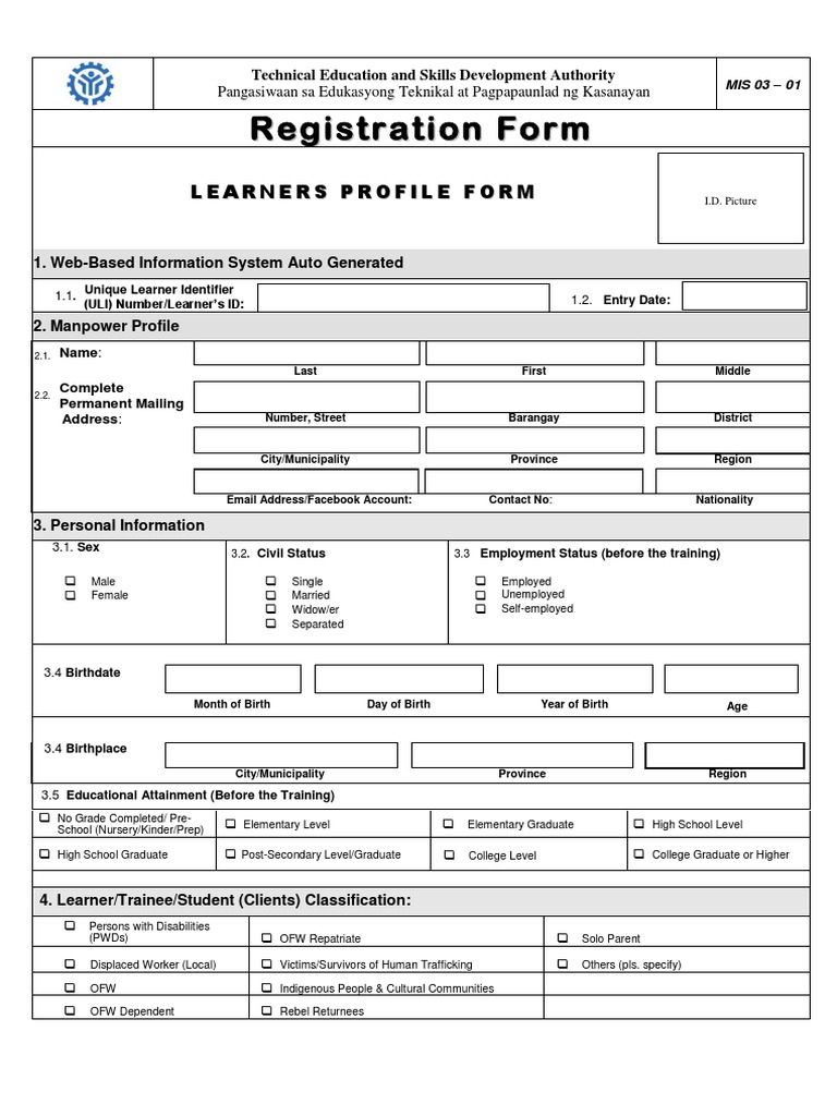 5 LSI Registration Form MIS 03 01 Rev | PDF | Teaching And Learning ...