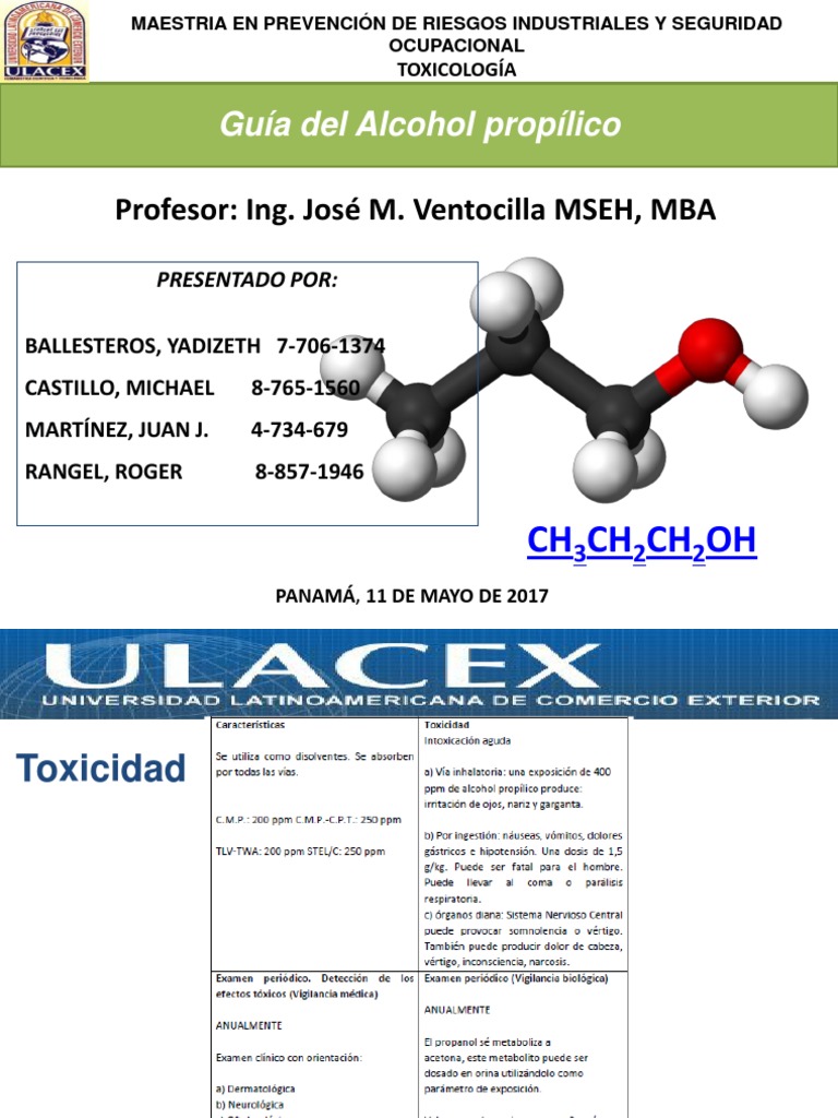 Alcohol Propílico | PDF | Toxicidad | Primeros auxilios