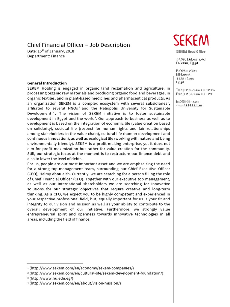 Employment Ad-CFO-2018 PDF | PDF | Internal Audit | Audit