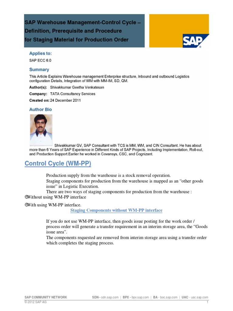SAP Warehouse Management-Configuration - Control Cycle | PDF ...